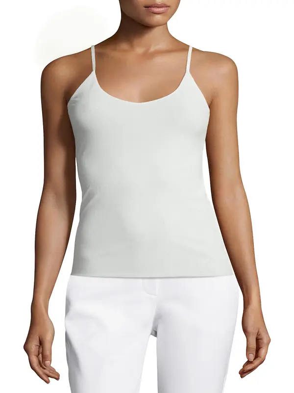 Lafayette 148 New York Mesh Jersey V-neck Tank - Cloud
