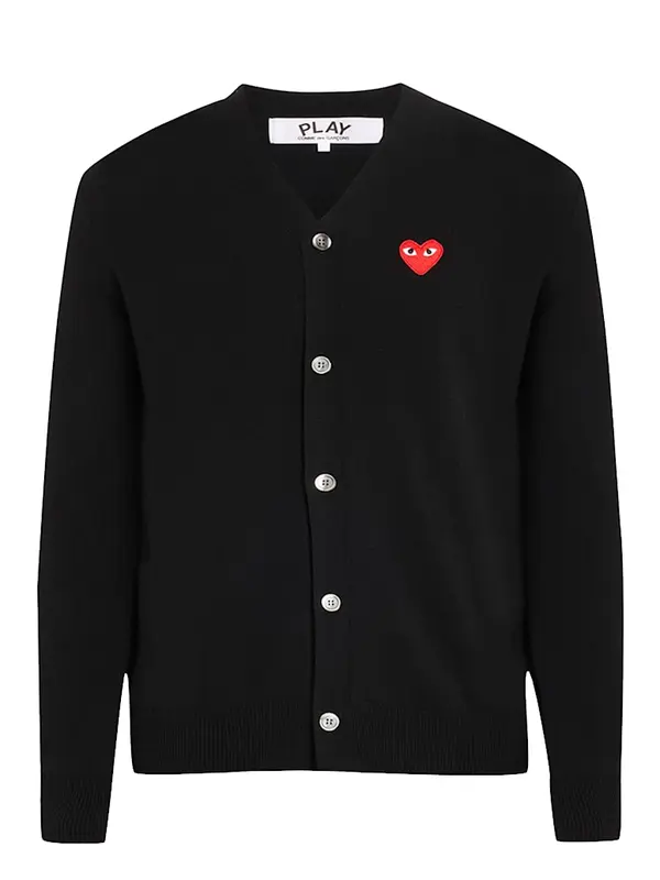 Comme Des Garçons Heart Wool Cardigan Sweater - Black