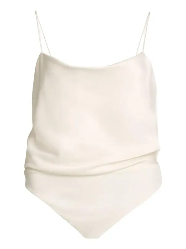 Alice + Olivia Harmon Satin Bodysuit - Off White