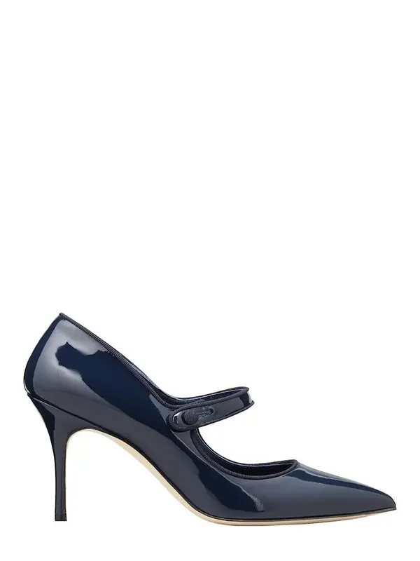 Manolo Blahnik Patent Leather Mary Jane Pumps - Blue