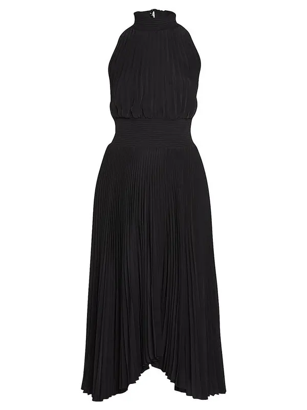 A.L.C. Renzo Pleated Halter Dress - Black