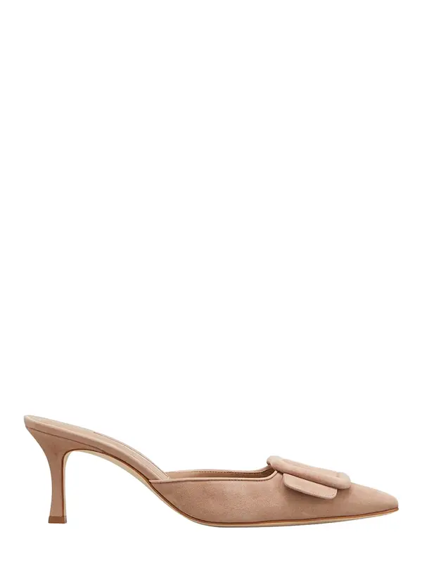 Manolo Blahnik Maysale Suede Mules - Nude