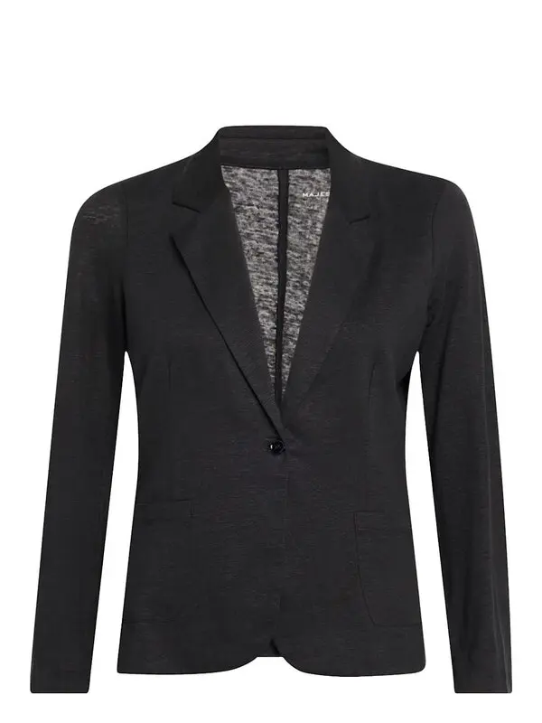 Majestic Filatures Stretch Linen One-button Blazer - Black