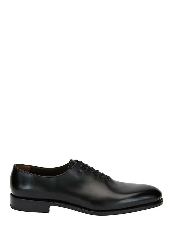 FERRAGAMO Angiolo Tramezza Whole-cut Leather Lace-up Shoes - Black