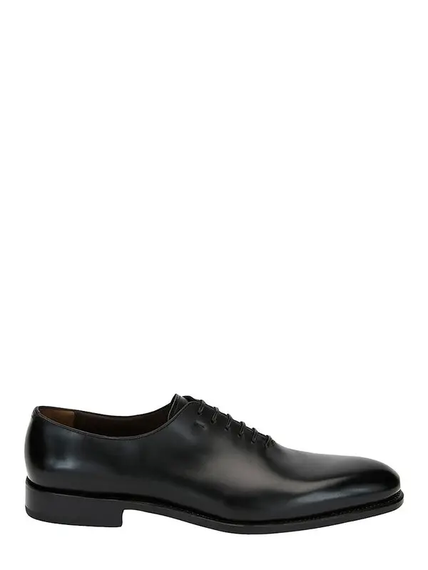 FERRAGAMO Angiolo Tramezza Whole-cut Leather Lace-up Shoes - Black