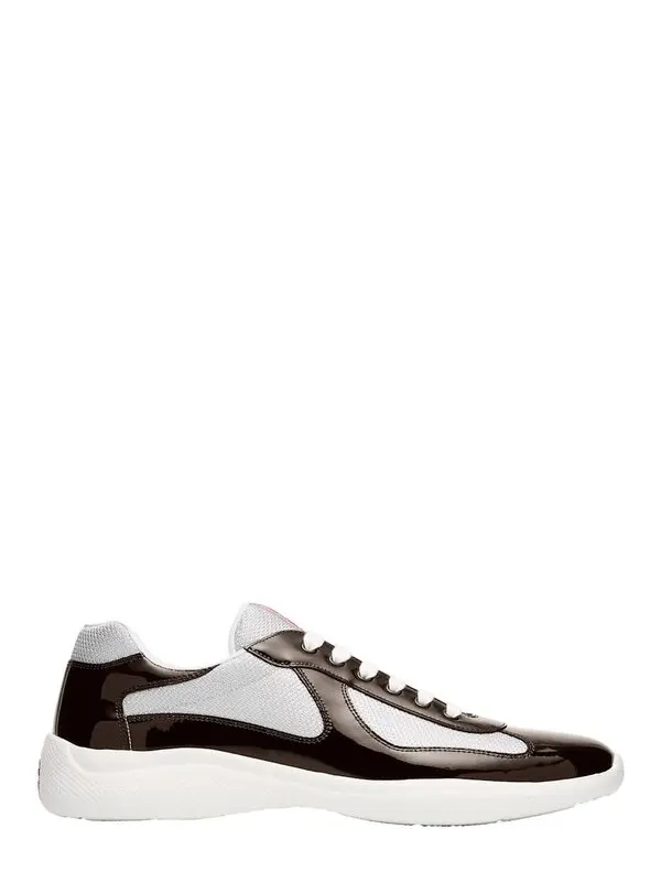 Prada America's Cup Patent Leather Sneakers - Brown Silver