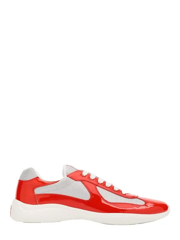 Prada America's Cup Patent Leather Sneakers - Mandarin Orange Silver