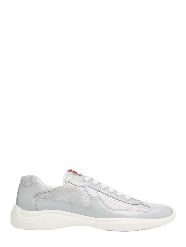 Prada America's Cup Patent Leather Sneakers - Pearl Grey Silver