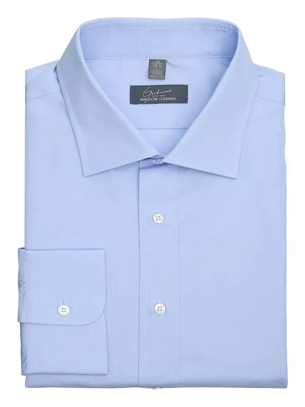 Bergdorf Goodman Solid Poplin Dress Shirt - Blue
