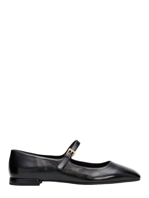 Prada Leather Mary Jane Ballerina Flats - Black