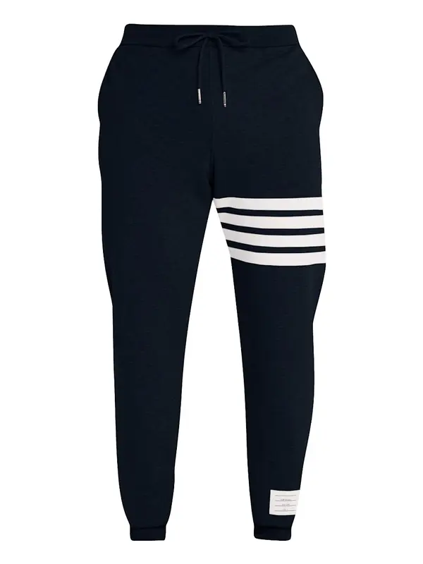 Thom Browne Drawstring Sweatpants With Stripe Detail - Navy