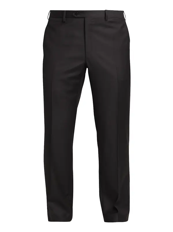 Brioni Solid Wool Trousers - Black