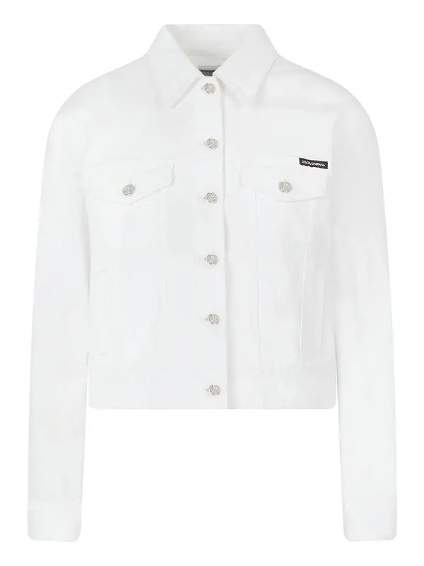 Dolce & Gabbana Logo Appliqué Denim Jacket - White