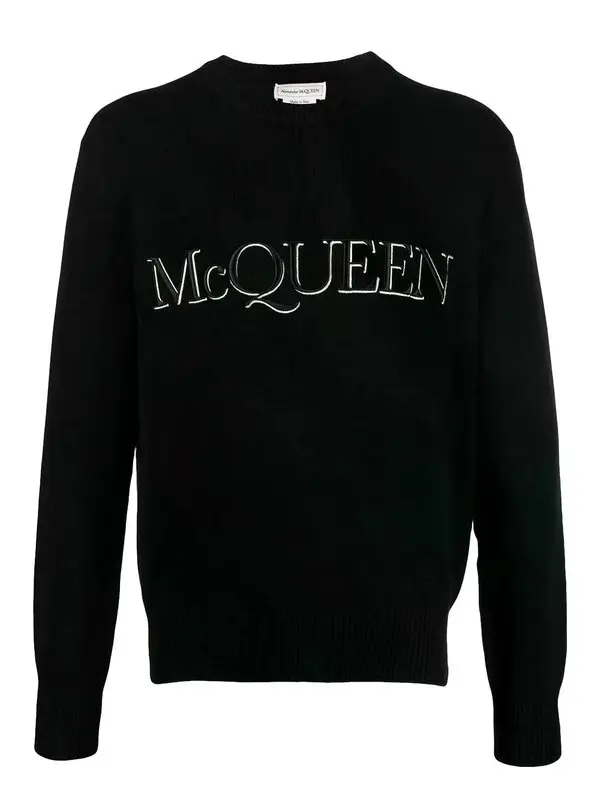 Alexander McQueen Logo-embroidered Knitted Jumper - Black