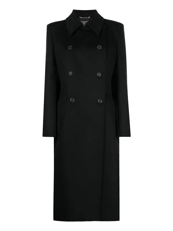 Alberta Ferretti Long Double-breasted Wool-blend Coat - Black