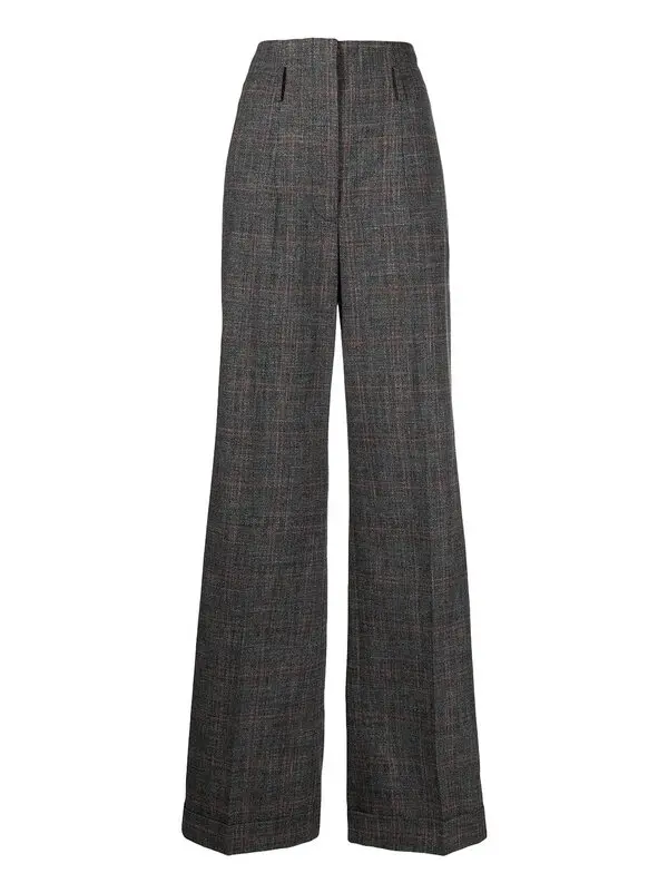 Alberta Ferretti Wide-leg Check Trousers - Grey
