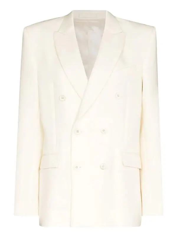Wardrobe.NYC Double-breasted Wool Blazer - White