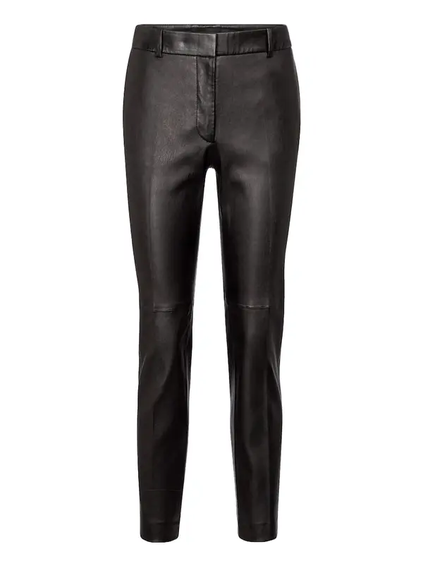 JOSEPH Coleman Mid-rise Leather Trousers - Black