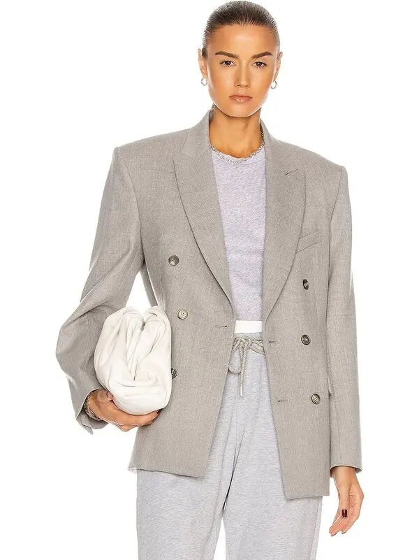 Wardrobe.NYC Double Breasted Blazer - Grey Flannel