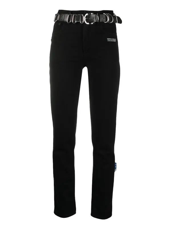 Off-White Belted Straight-leg Jeans - Black
