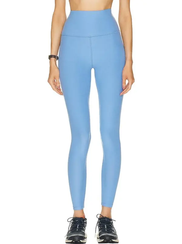 Beyond Yoga Spacedye Caught In The Midi High Waisted Legging In Black - Flower Blue Heather