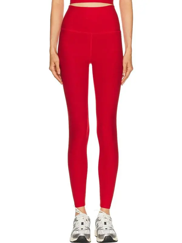 Beyond Yoga Spacedye Caught In The Midi High Waisted Legging In Black - Holly Red