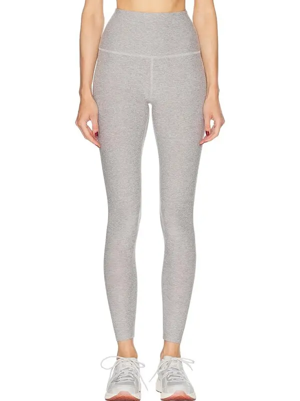 Beyond Yoga Spacedye Caught In The Midi High Waisted Legging In Black - Silver Mist