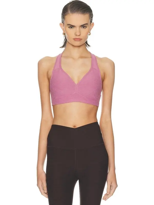 Beyond Yoga Spacedye Lift Your Spirits Bra In Blue - Orchid Blossom Heather