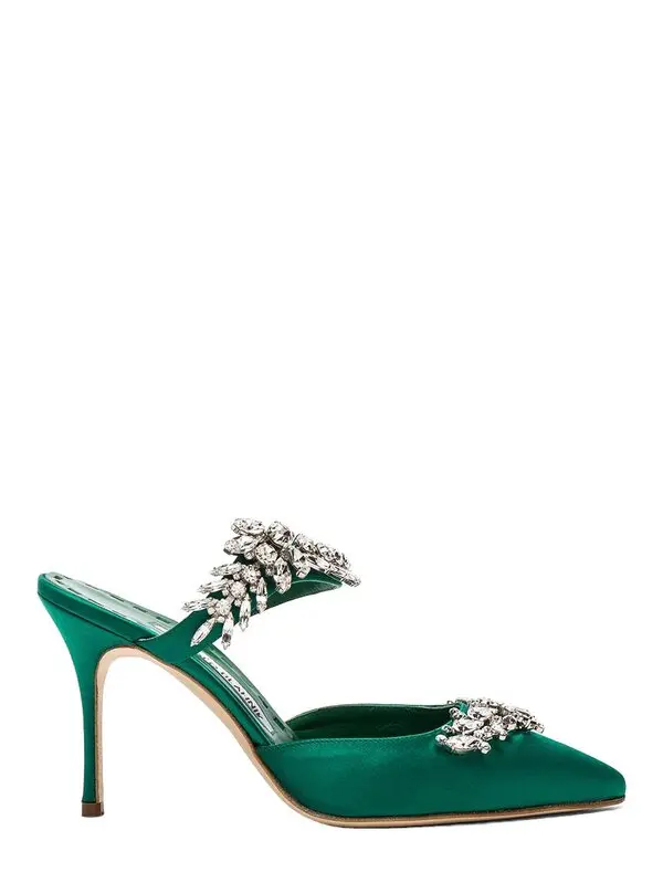 Manolo Blahnik Lurum 90 Mule - Green