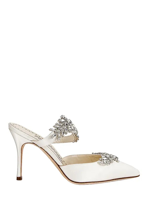 Manolo Blahnik Lurum 90 Heels - Light Cream