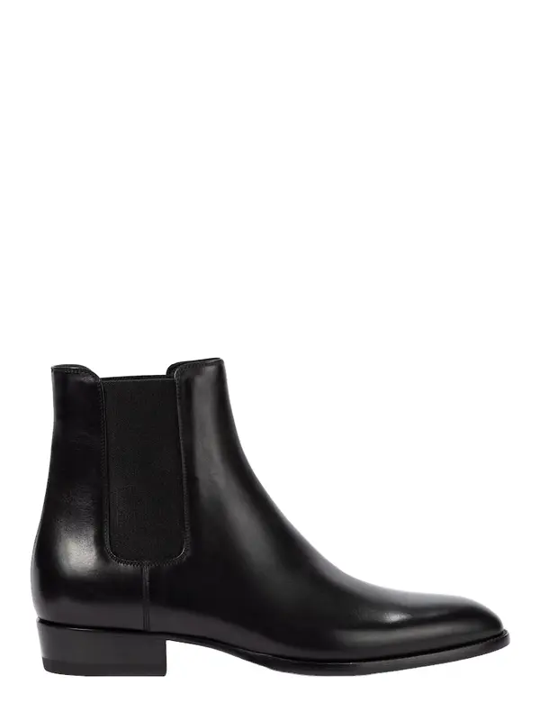 Saint Laurent Wyatt Leather Chelsea Boots - Black