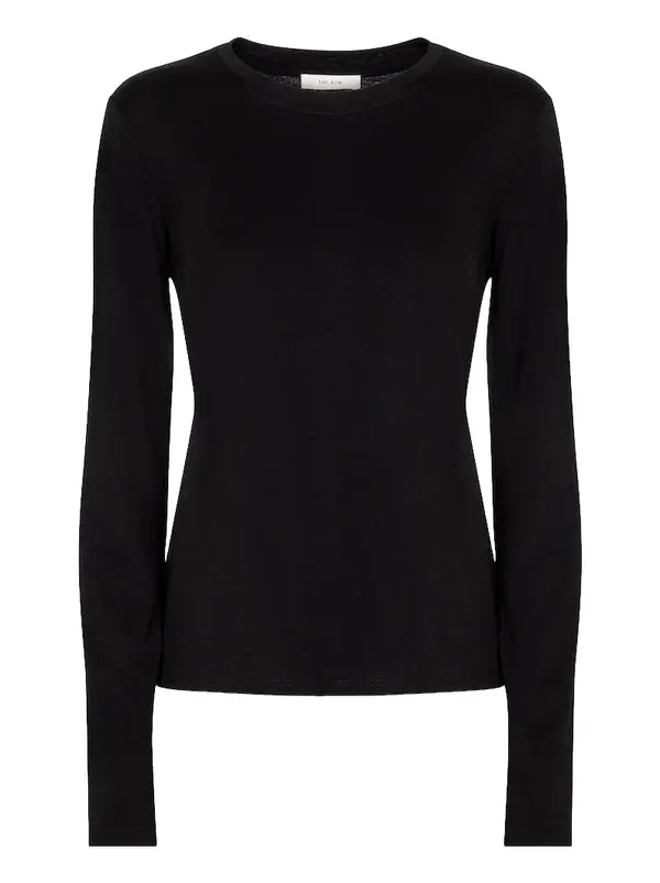 THE ROW Shermann Cotton Jersey Top - Black