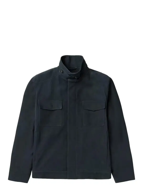 Loro Piana Traveller Biker Nubuck Jacket - Blue