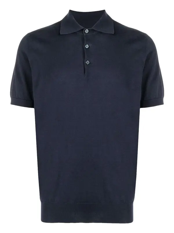 Brunello Cucinelli Fine Knit Short-sleeved Polo Shirt - Blue