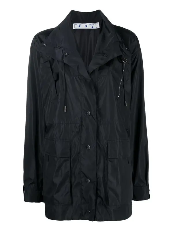 Off-White Arrows Buttoned Raincoat - Black