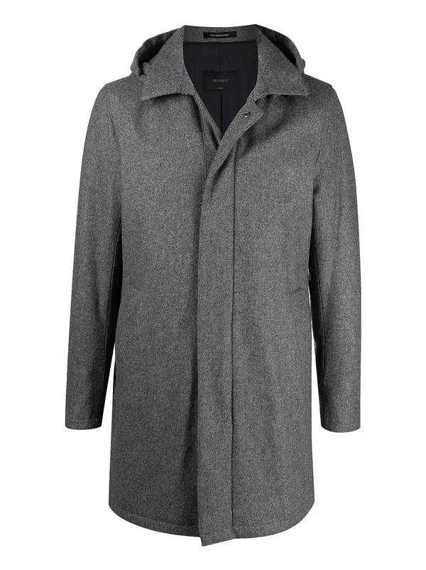 DELL'OGLIO Hooded Single-breasted Coat - Grey