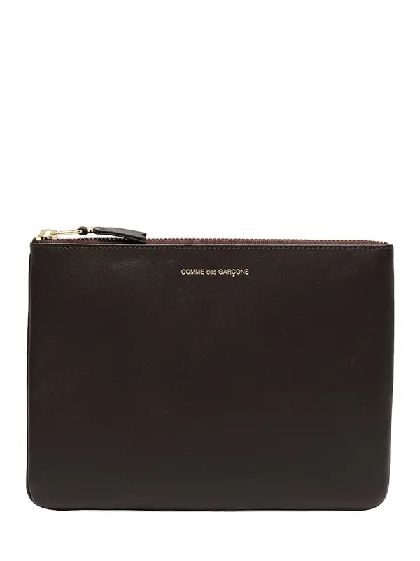 Comme Des Garçons Logo-print Leather Pouch - Black
