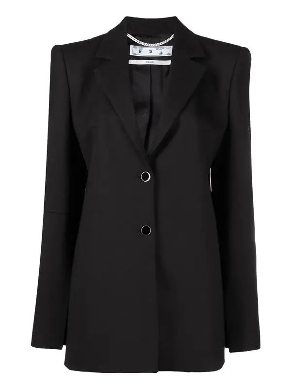 Off-White Shoulder Pads Logo Print Blazer - Black