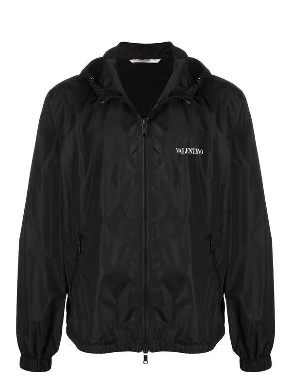 Valentino Garavani Hooded Logo Jacket - Black
