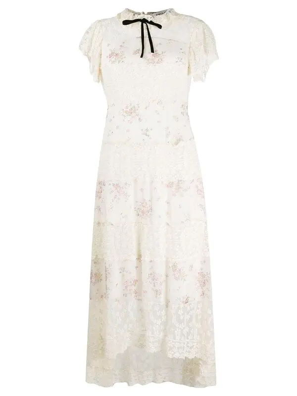 Philosophy Di Lorenzo Serafini Lace-insert Floral Midi Dress - Neutrals