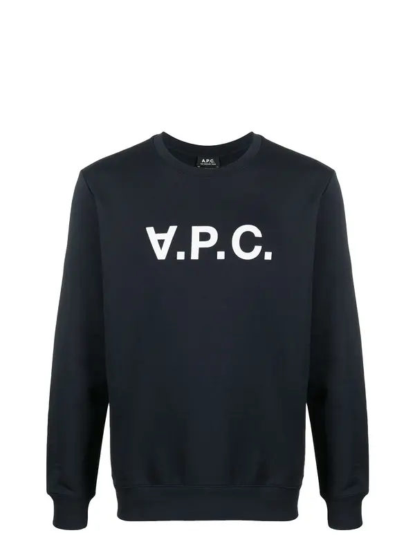 A.p.c. Logo-print Crewneck Sweatshirt - Blue