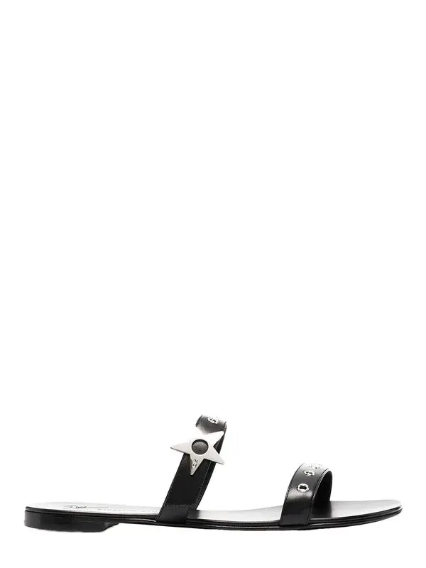 GIUSEPPE ZANOTTI Star-embellished Flat Sandals - Black