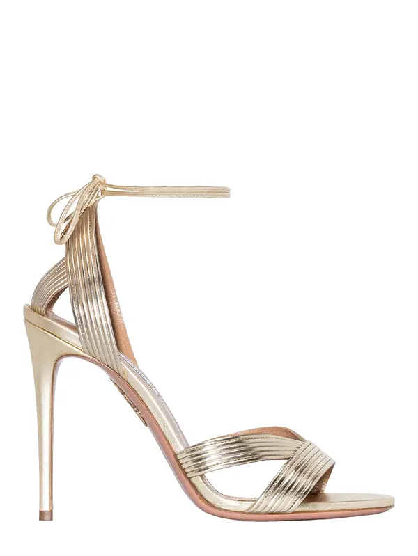 AQUAZZURA Ari 105mm Leather Sandals - Gold