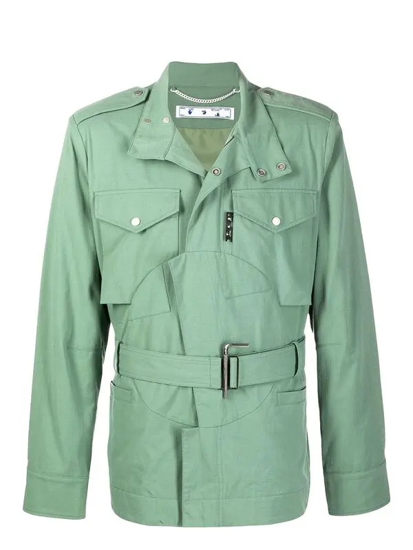 Off-White Belted Military Jacket - Green