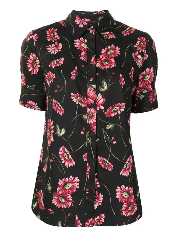 Adam Lippes Floral-print Cotton Shirt - Black