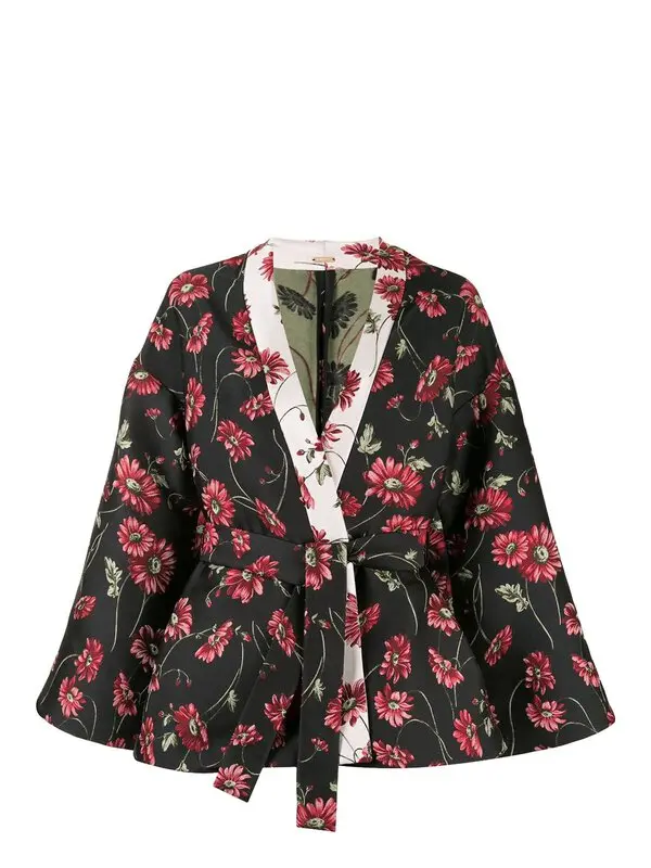 Adam Lippes Daisy-jacquard Kimono Jacket - Black