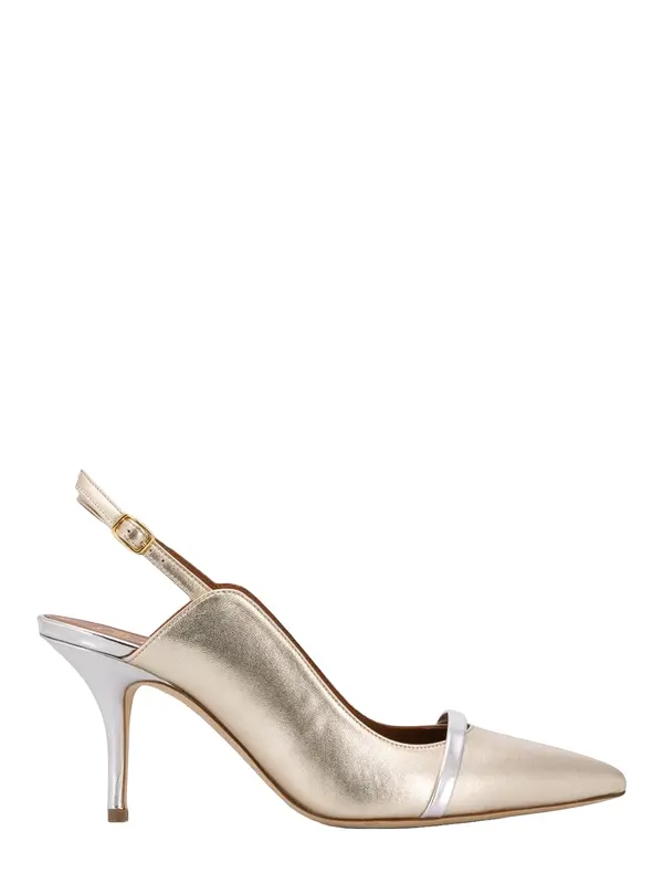 MALONE SOULIERS Pointed Toe Slingback Heels - Silver