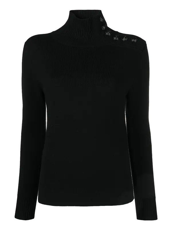 Rabanne Roll-neck Merino Wool Jumper - Black