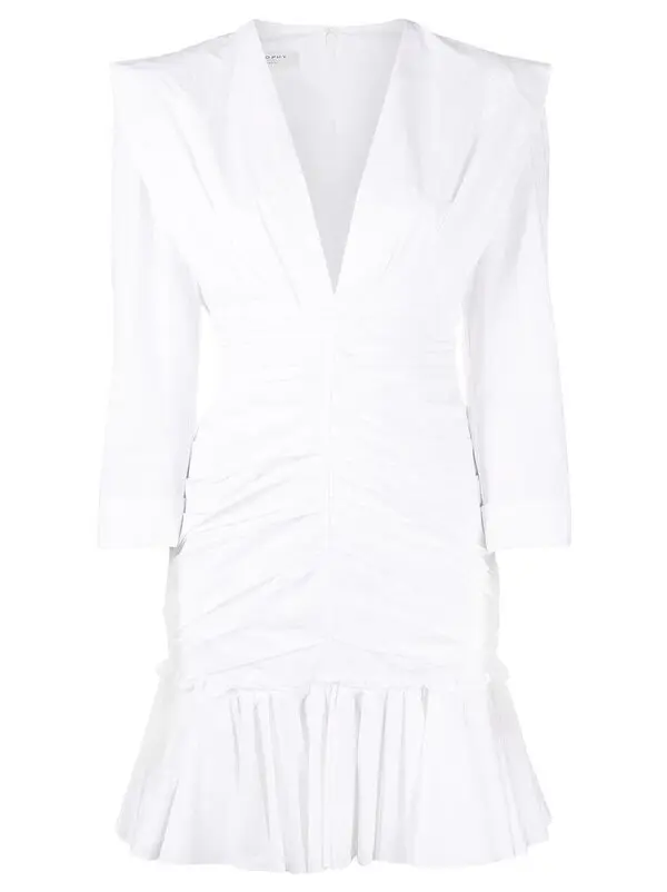 Philosophy Di Lorenzo Serafini Pleated Peplum Hem Mini Dress - White