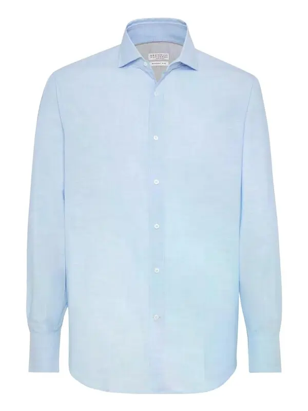Brunello Cucinelli Long-sleeve Cotton Shirt - Blue